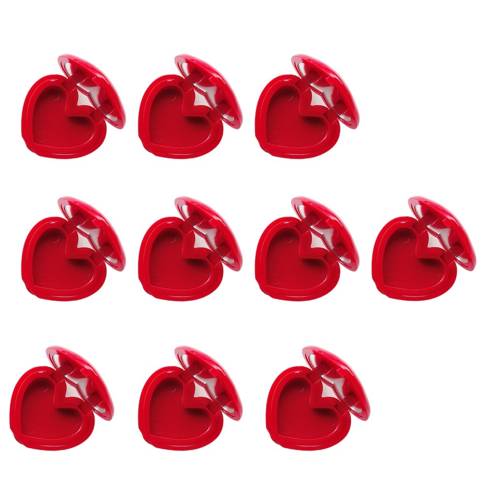 10 штук, футляр для губной помады в форме сердца с зеркальцем-красный
