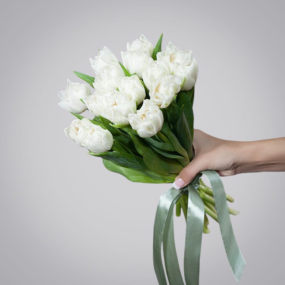 Монобукет из 15 белых Тюльпанов