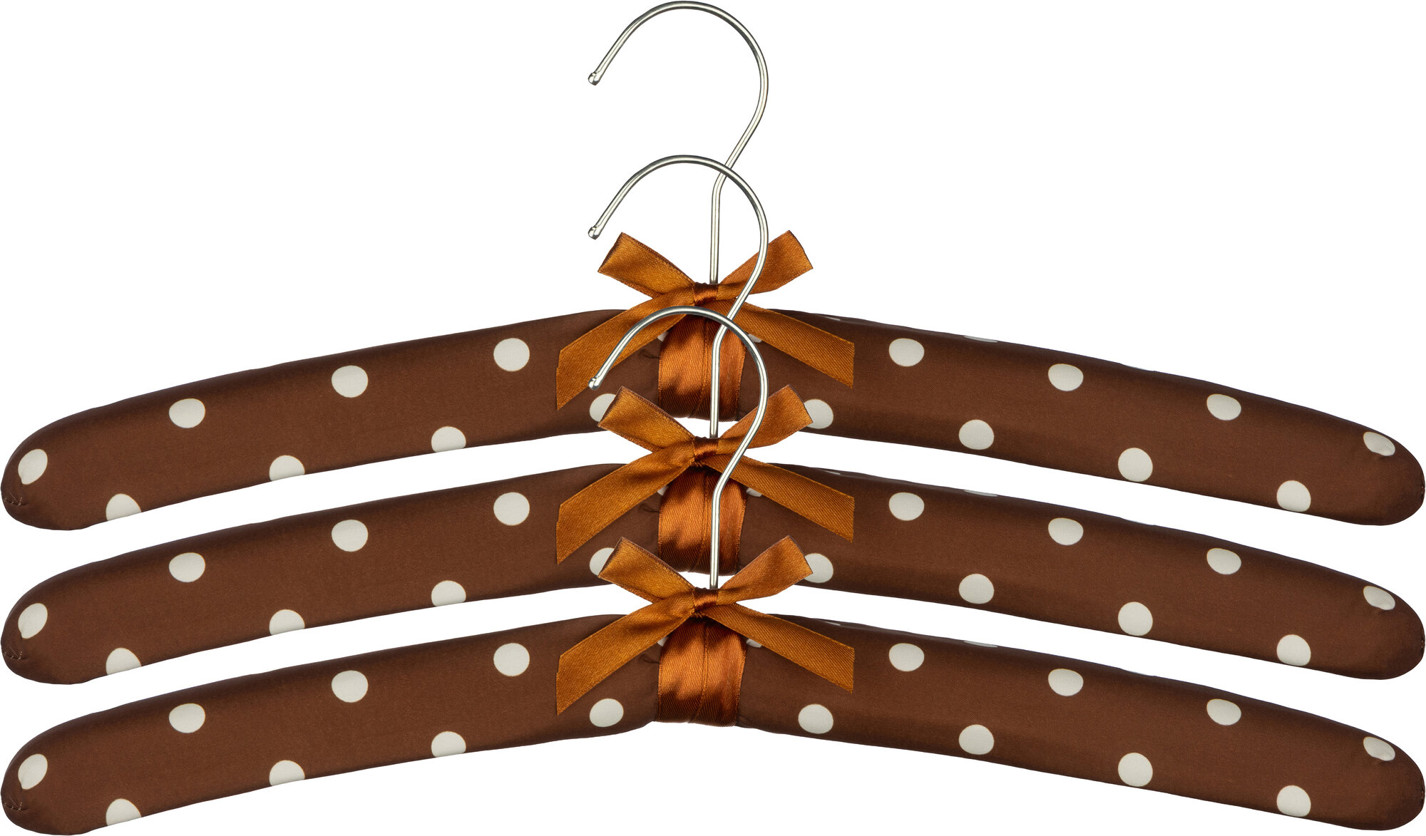 Набор вешалок-плечиков мягких, "сатин", 3 шт, цвет коричневый с белым горошком