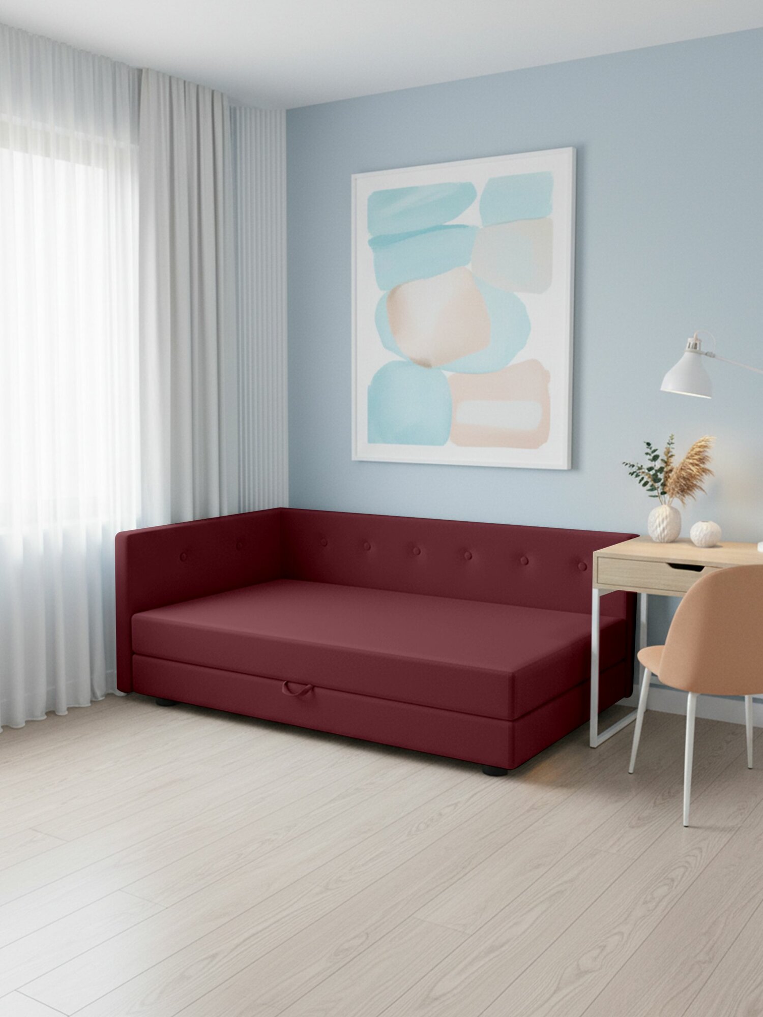 Тахта Лира Слева фокус- мебельная фабрика 100х210х76 см бордовый