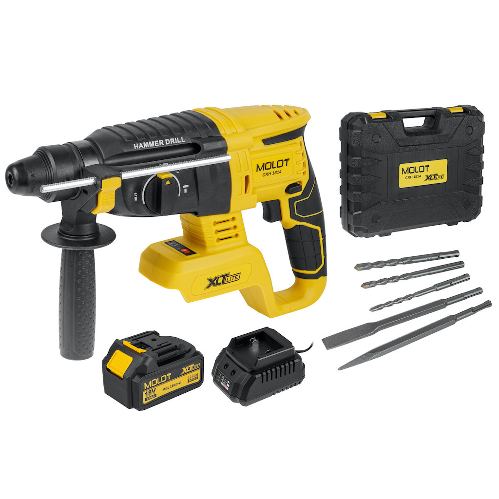 Перфоратор аккумуляторный бесщеточный ударный MOLOT CRH 1814 XLT Lite SET (2318034)
