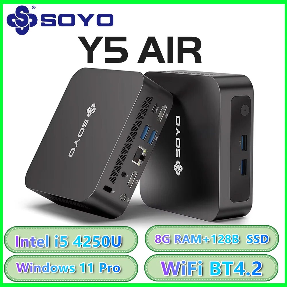 Мини-ПК SOYO Y5AIR/Y5PLUS Intel i5/i7, 8ГБ, 128ГБ 8G 128GB i5 4250U, ЕС