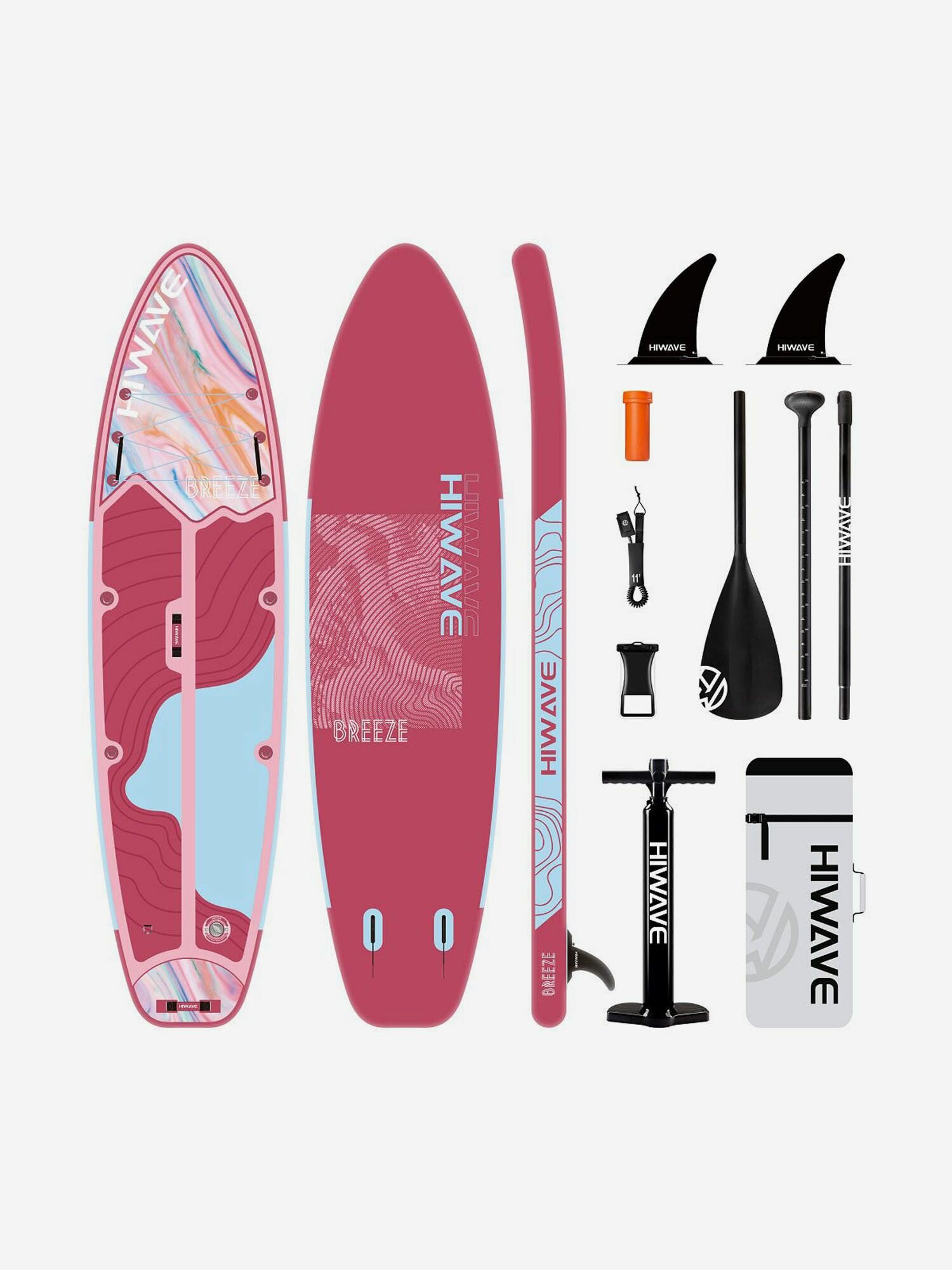 Надувной сапборд HIWAVE BREEZE PINK 335-86-15cm, Sup борд двухслойный