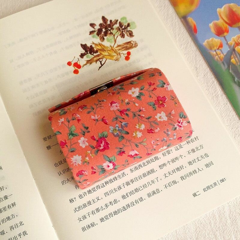 Портативный футляр для помады с зеркалом, миниатюрная подарочная коробка ручной работы в японском винтажном стиле, защитный чехол для помады.