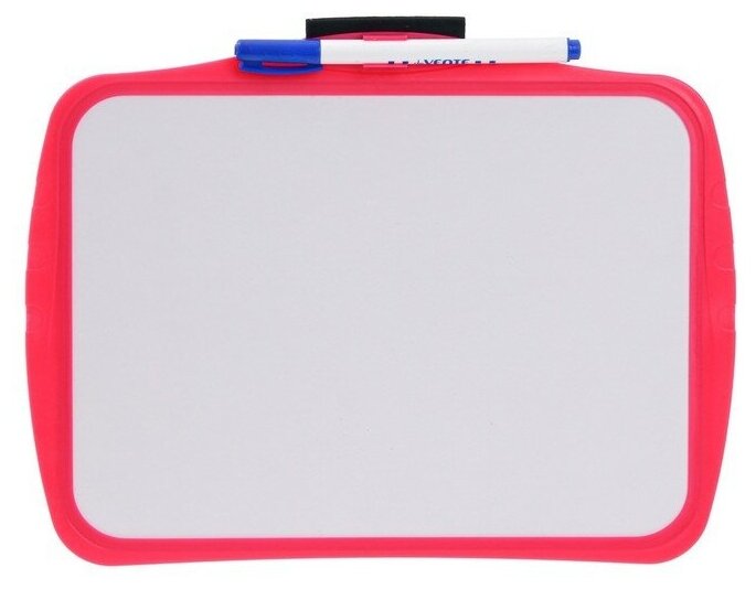 Доска маркерная A4 (29 х 22 см) deVENTE, двусторонняя: без рисунка/клетка, с маркером, розовая