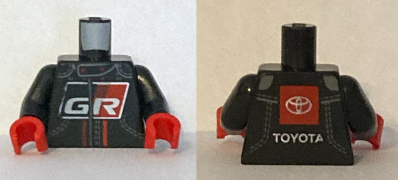Torso Racing Suit with White 'GR' on Front and Toyota Logo on Back Pattern / Black Arms / Red Hands, 973pb4326c01 Black U