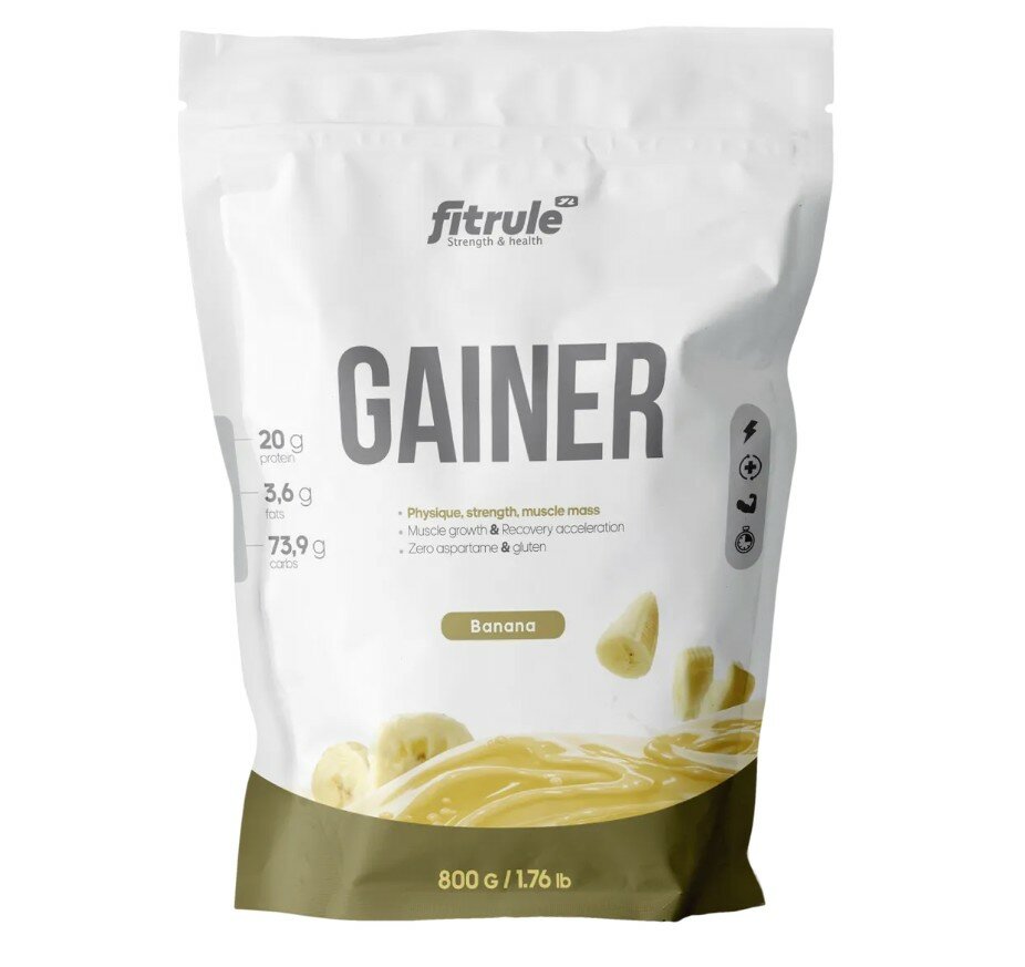 GAINER Fitrule 800 gr bag FR, клубника