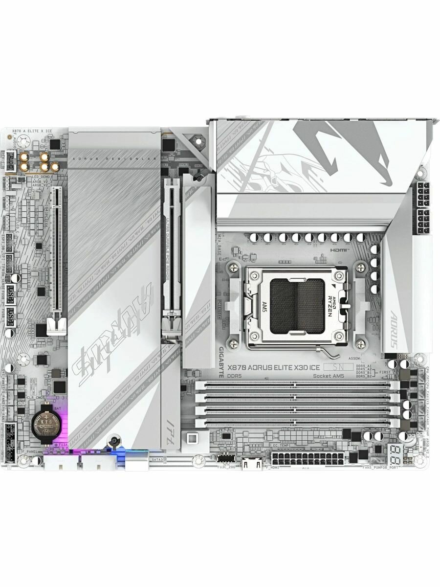 Материнская плата Gigabyte X870 AORUS ELITE X3D ICE Socket AM5 AMD X870 4xDDR5 ATX AC 97 8ch(7.1) 5Gigabit RAID+HDMI