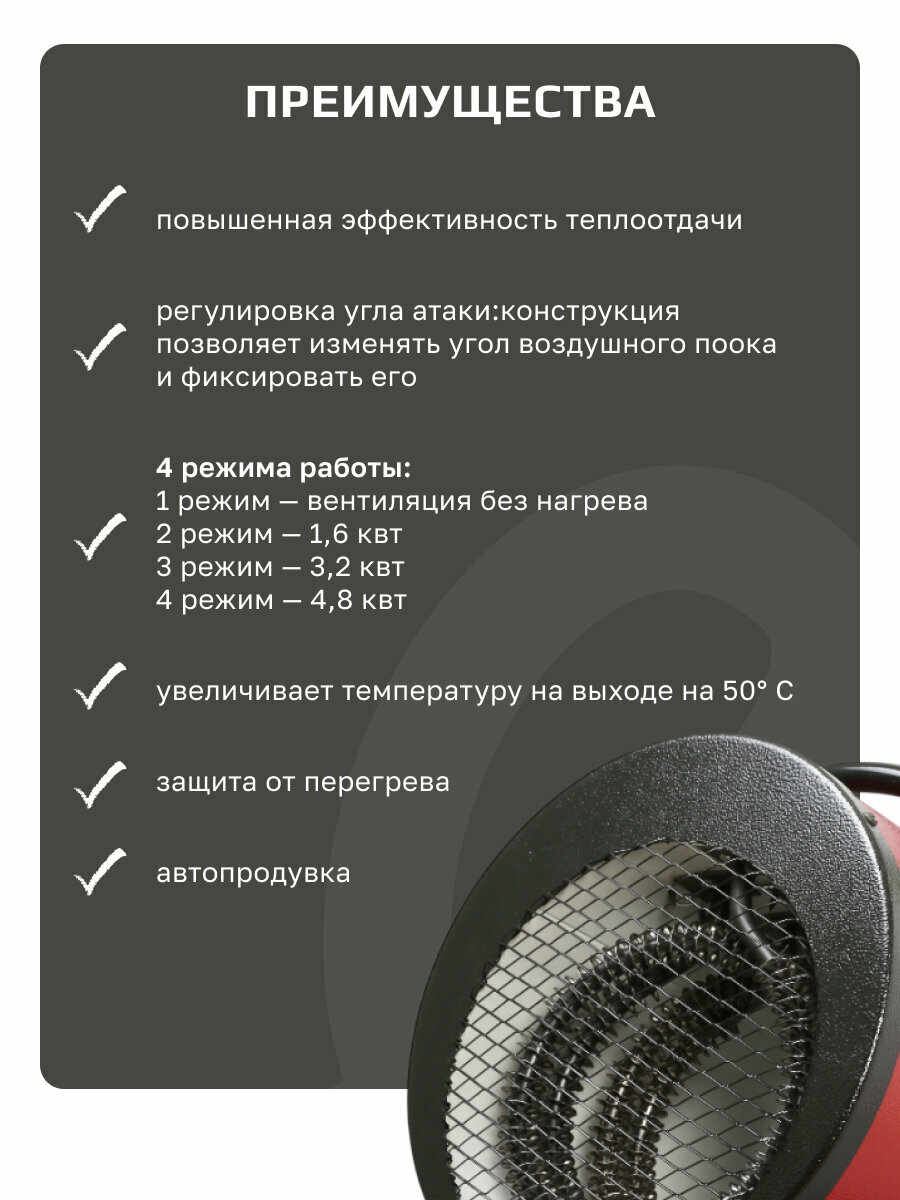 Тепловентилятор "Элвин" ТВ-5/6 (4,8 кВт) — фото 1