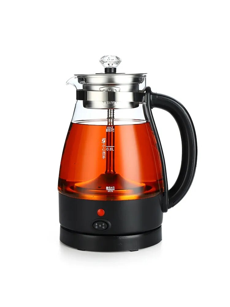 Электрический самовар Автоматический производитель парового чая, сохранение тепла, электрический чайник 1 л, производитель самовара черного чая, материал стекло, инструменты для заваривания пара, черный матовый