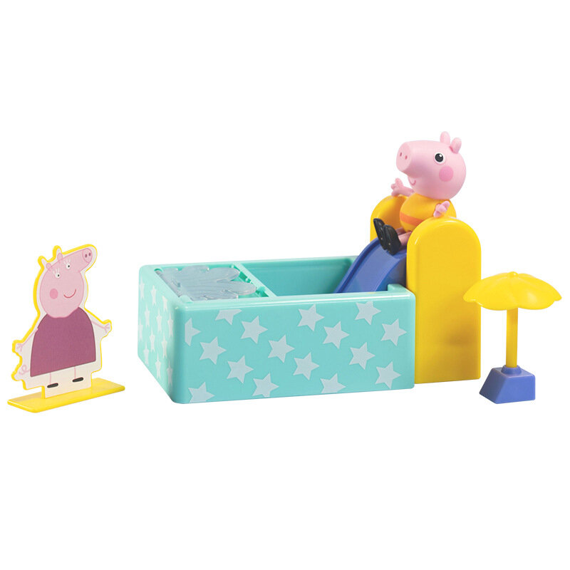 Свинка Пеппа, игрушки, детские ролевые игры, летняя горка, кукла Джордж, кукла пиратского корабля, подставка для куклы,