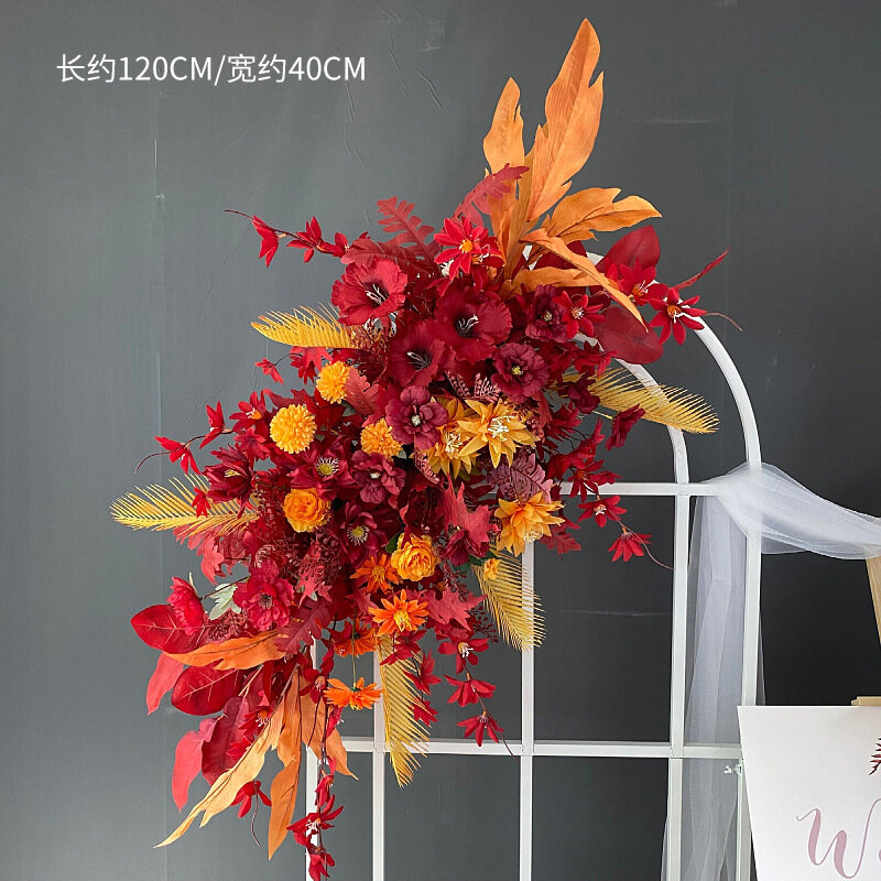 Свадебная цветочная композиция, искусственные цветы, декорация свадебного места, цветочный путь, фон для сцены, декоративное цветочное искусство для зоны приема