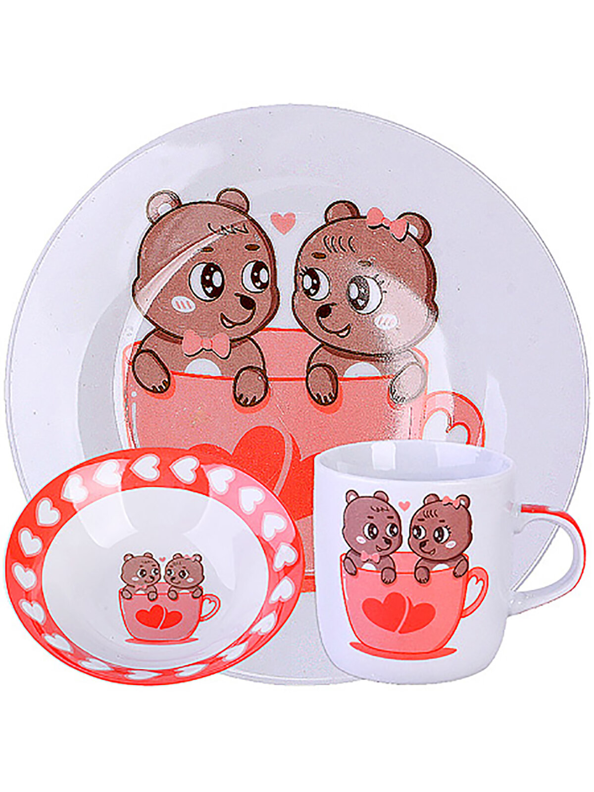 Набор детской посуды Мишки 3 предмета Loraine, фарфор