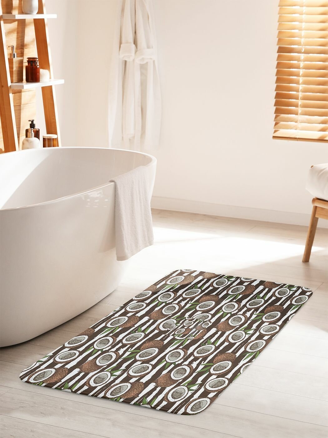 Коврик для ванной комнаты и туалета противоскользящий "Кокосовые грядки" 60х100 см, JoyArty