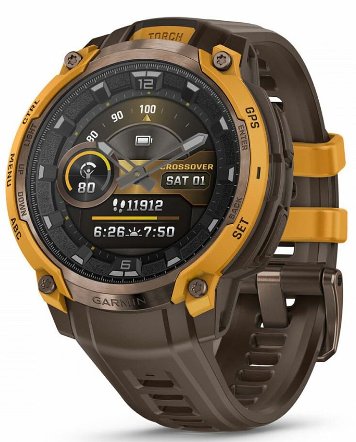 Умные часы Garmin Instinct Crossover Amoled Bronze Sunburst with Cocoa
