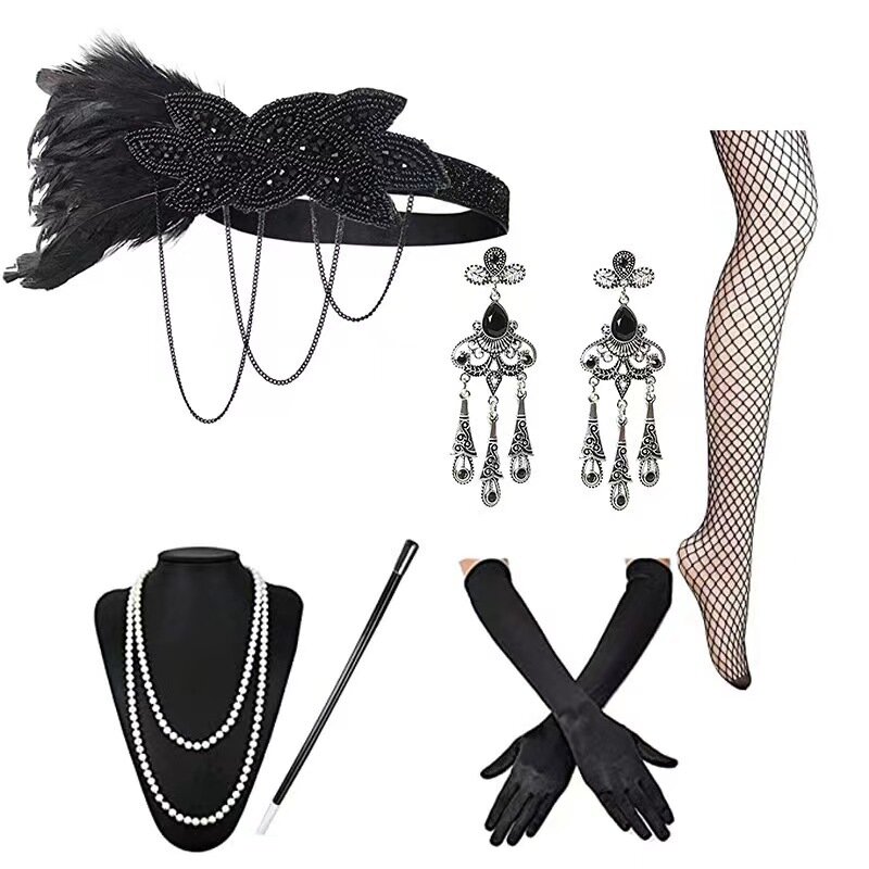 Набор ретро-ободков с перьями для девичника в стиле Гэтсби 1920-х годов, подарок для лучшей подруги на день рождения