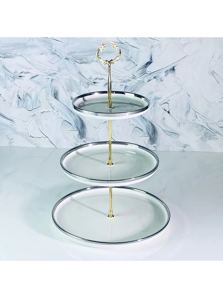 Этажерка трехъярусная Lenardi Multicolor, фарфоровая