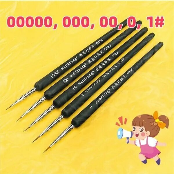 Эксклюзивный набор из 5 темносиних кистей для миниатюр, моделирование осуществляется размерами 00000 000 00 0 1