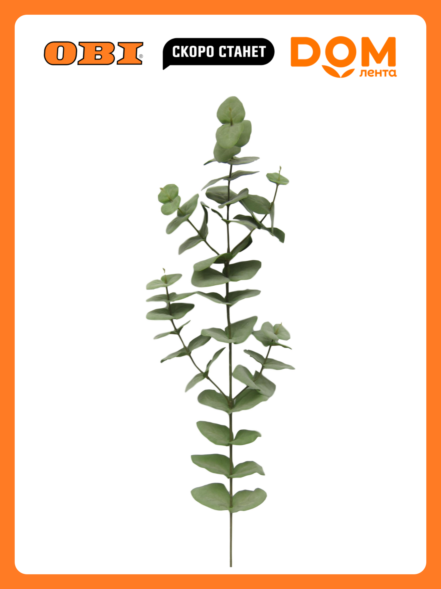 Искусственная ветка эвкалипт зеленый 88 см