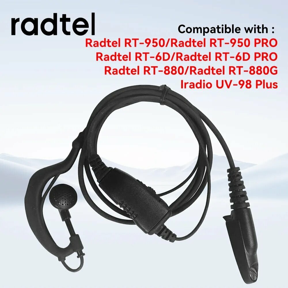 Гарнитура для радиостанций Radtel RT-950 RT-950PRO RT-880, RT-880G, Iradio UV-98 и других двусторонних раций с микрофоном PTT