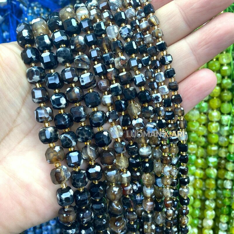 Бусины из черного огненного агата LUOMAN XIARI 5/6/8 мм 5mm 22-24pcs loose, black fire agate