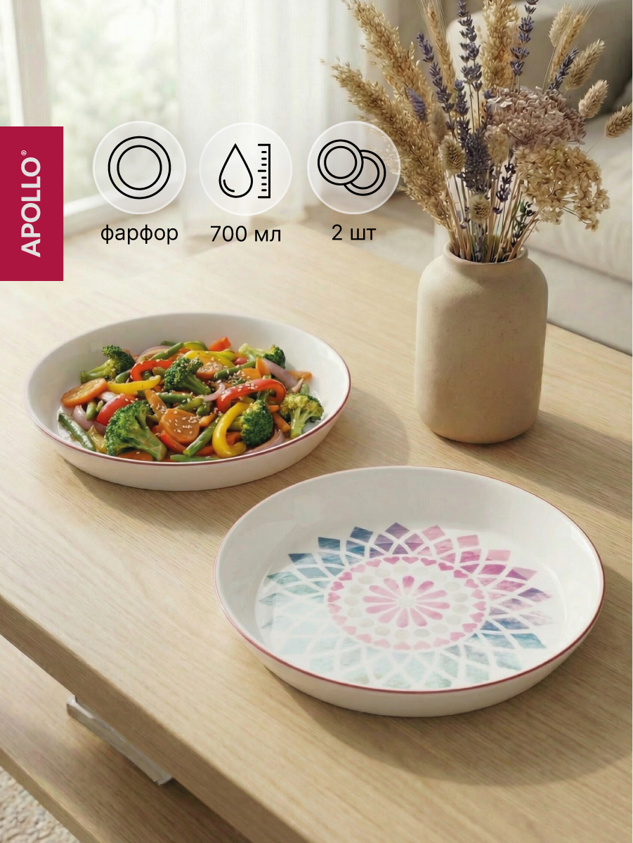 Тарелка обеденная, набор тарелок c бортиком Apollo 20 см, 2 предмета