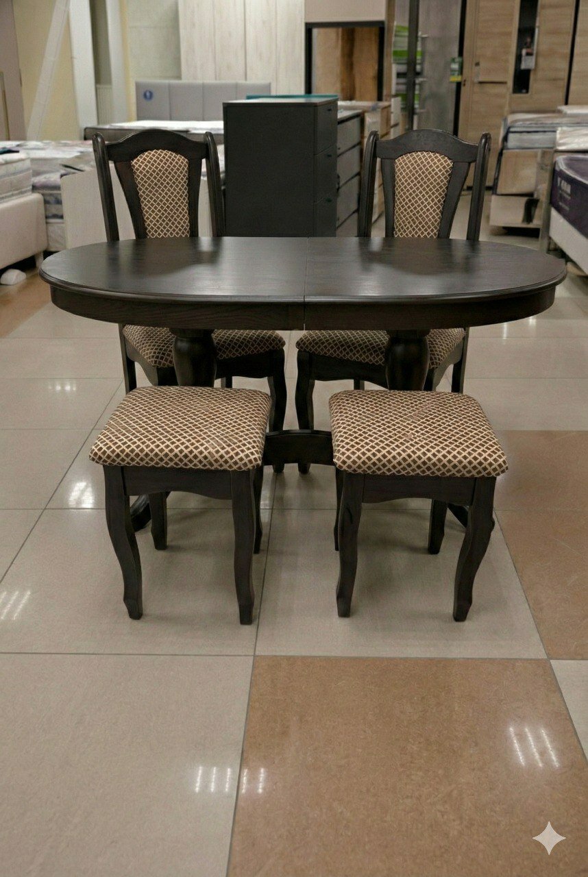 Комплект стол и 2 стула и 2 таб "Презент" 130х80/40, в раздвижном виде 170*80 венге