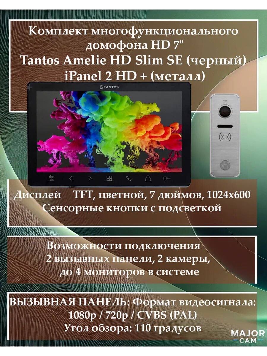 Комплект Amelie HD Slim SE (черный) и iPanel 2 HD + (металл)