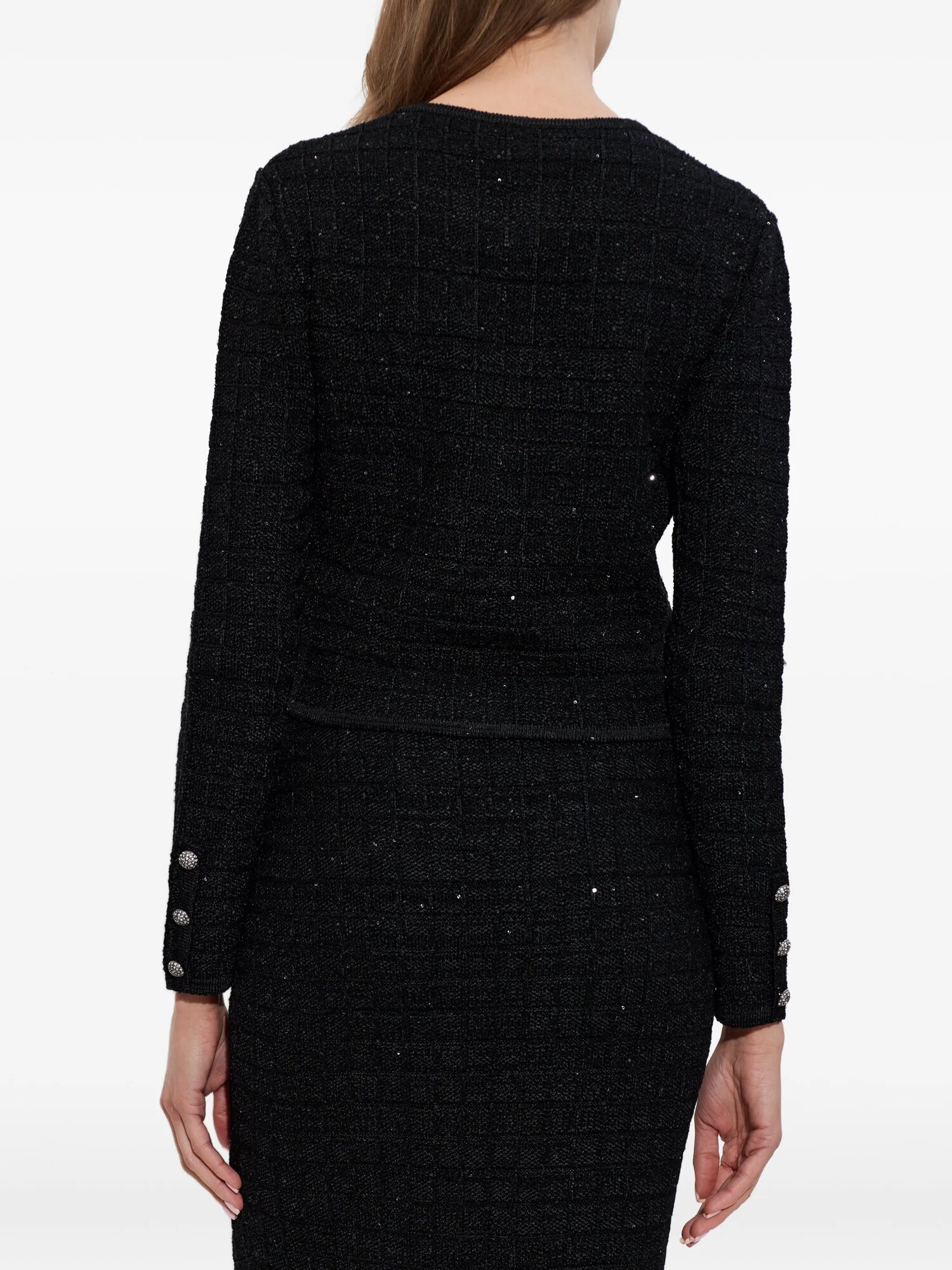 Куртка Alessandra Rich Buttoned embellished jacket, размер 40, black/black — фото 1