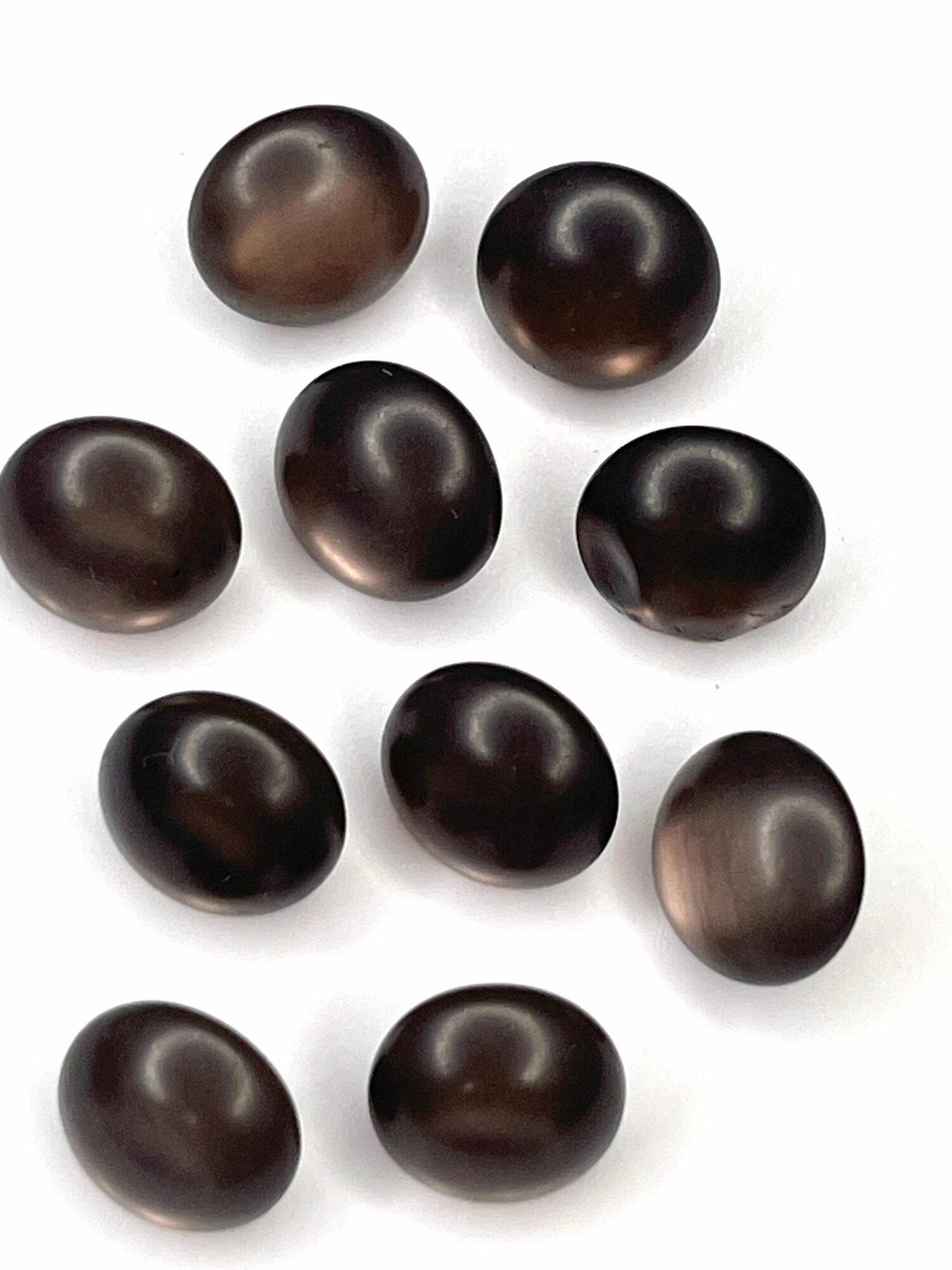 Пуговицы коричневые, глянцевый перламутровый пластик, 10 мм, 10 штук, на ножке