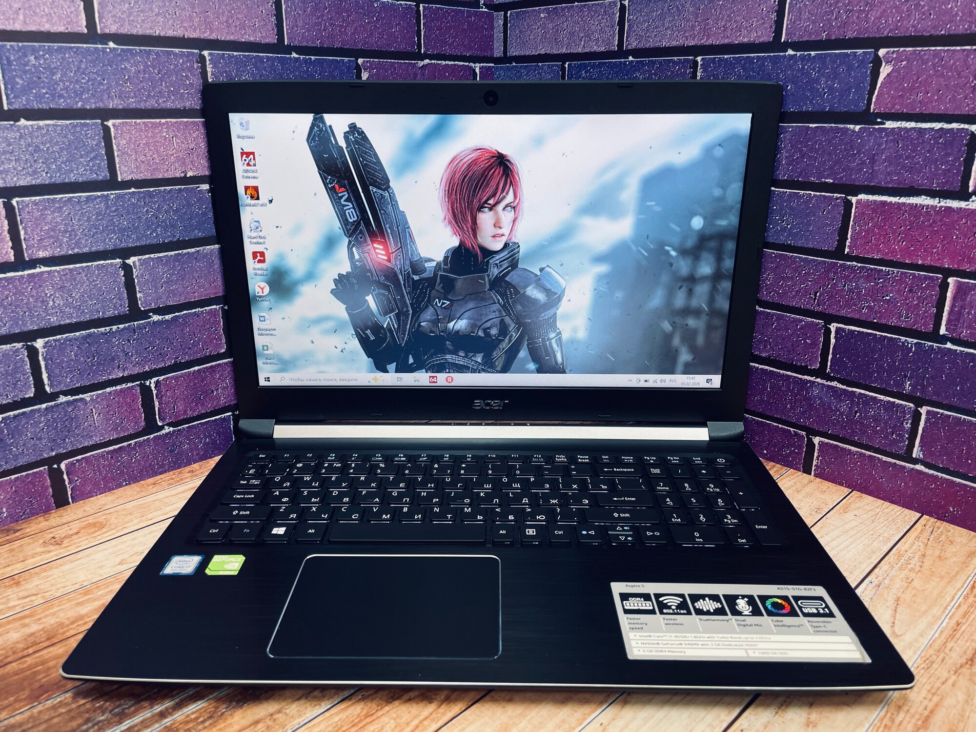 Ноутбук Acer Aspire A515-51G-82F3 15.6"/HD/Intel Core i7-8550U/GeForce 940MX 2Gb/8Gb RAM/SSD 512Gb/Windows 10