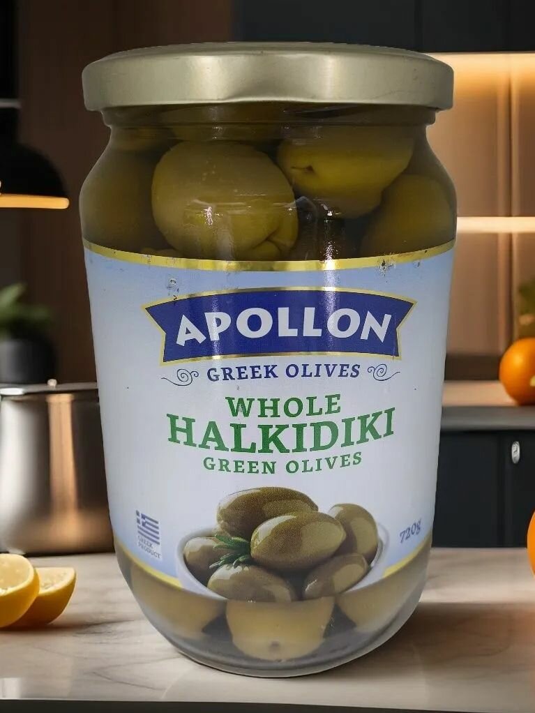 Оливки Халкидики с косточкой 750г Apollon Whole Halkidiki