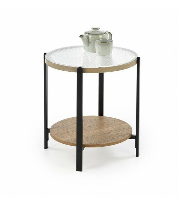 Стол журнальный Halmar KAMALA S (прозрачный/натуральный/черный)