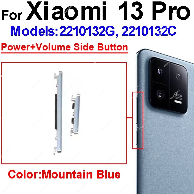 Боковая кнопка Power Voulme для Xiaomi 13 13T Pro, переключатель громкости вверх/вниз, боковые клавиши, запасные части для ремонта