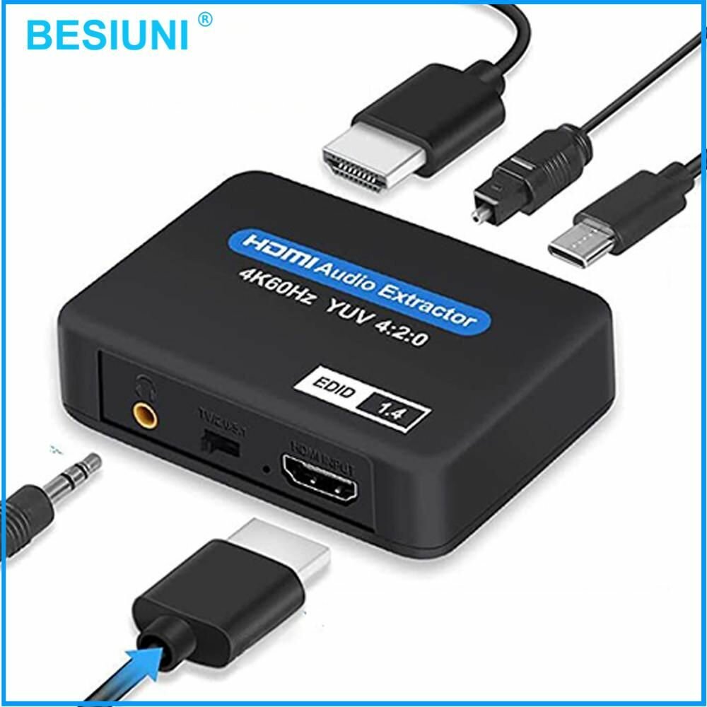 HDMI аудио экстрактор с оптическим TOSLINK SPDIF и 3.5mm выходом 4K@60Hz Поддержка DTS-HD Dolby TrueHD