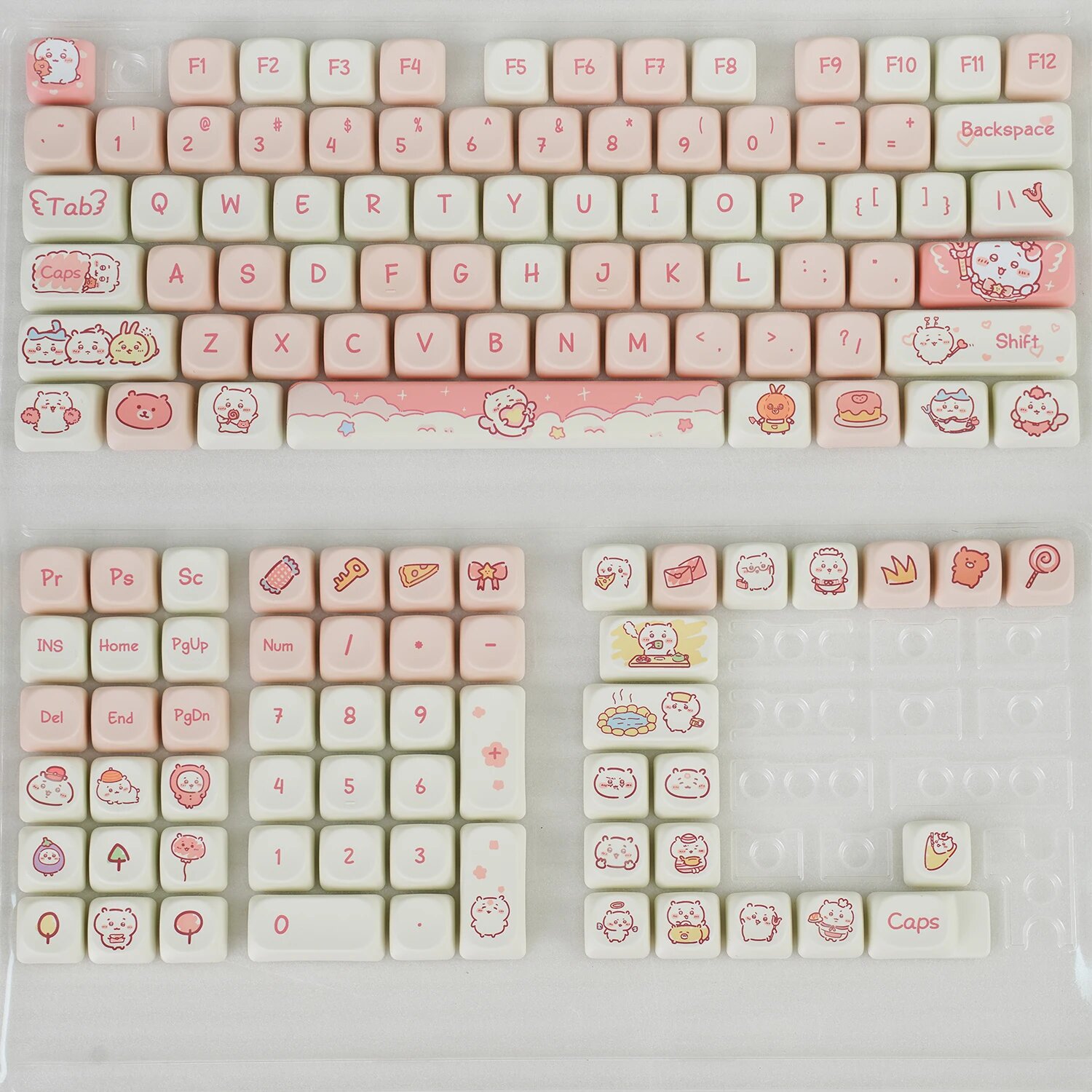 Колпачки для клавиатуры MINISO Chiikawa, Розовый, hachiware-132key