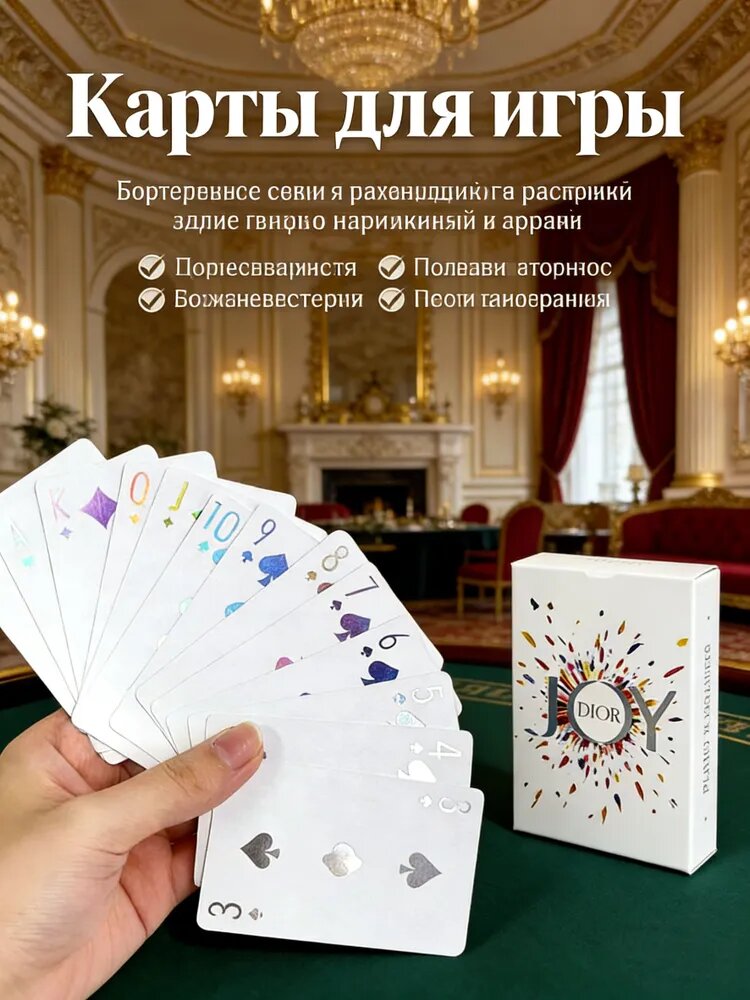 Белый Покерные карты 54 кусочки пластика для семейных игр и магии, яркий дизайн, не сломайтесь