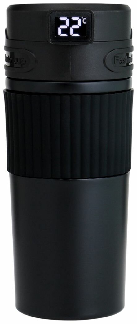 Термокружка "New design" с LED дисплеем с термометром, объем 400 мл, сохраняет тепло 12 часов, с ситом, датчик температуры, нержавеющая сталь и пластик, цвет черный