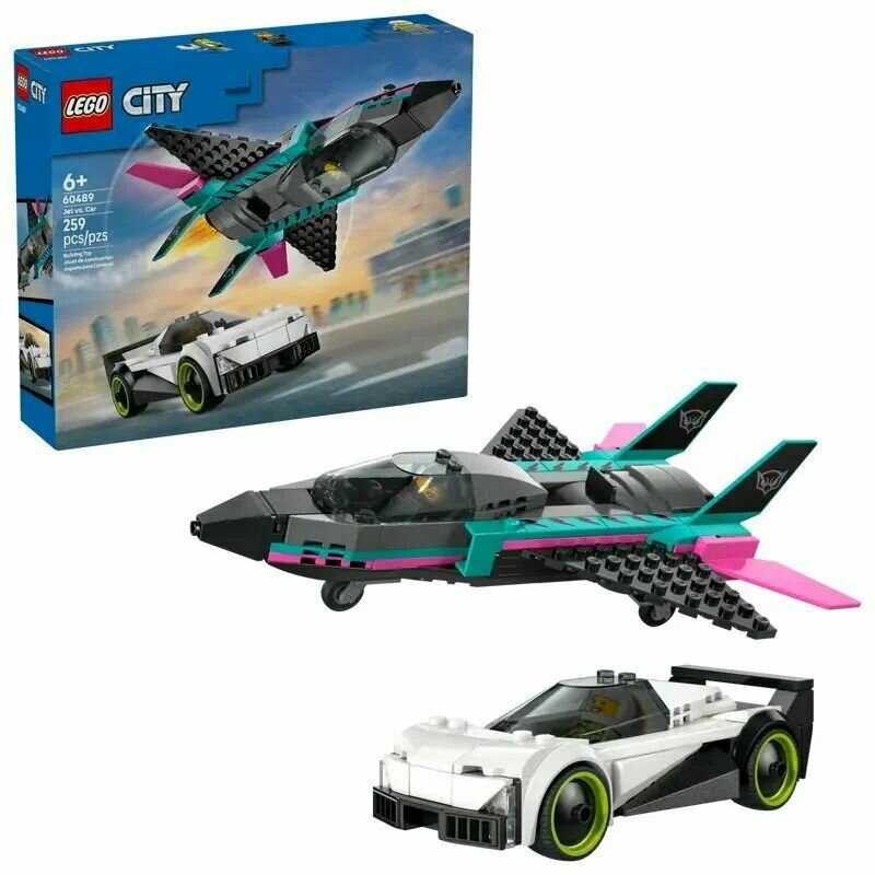 60489 Пластиковый Конструктор Lego City 60489 Racing Jet vs. Car Самолет против автомобиля