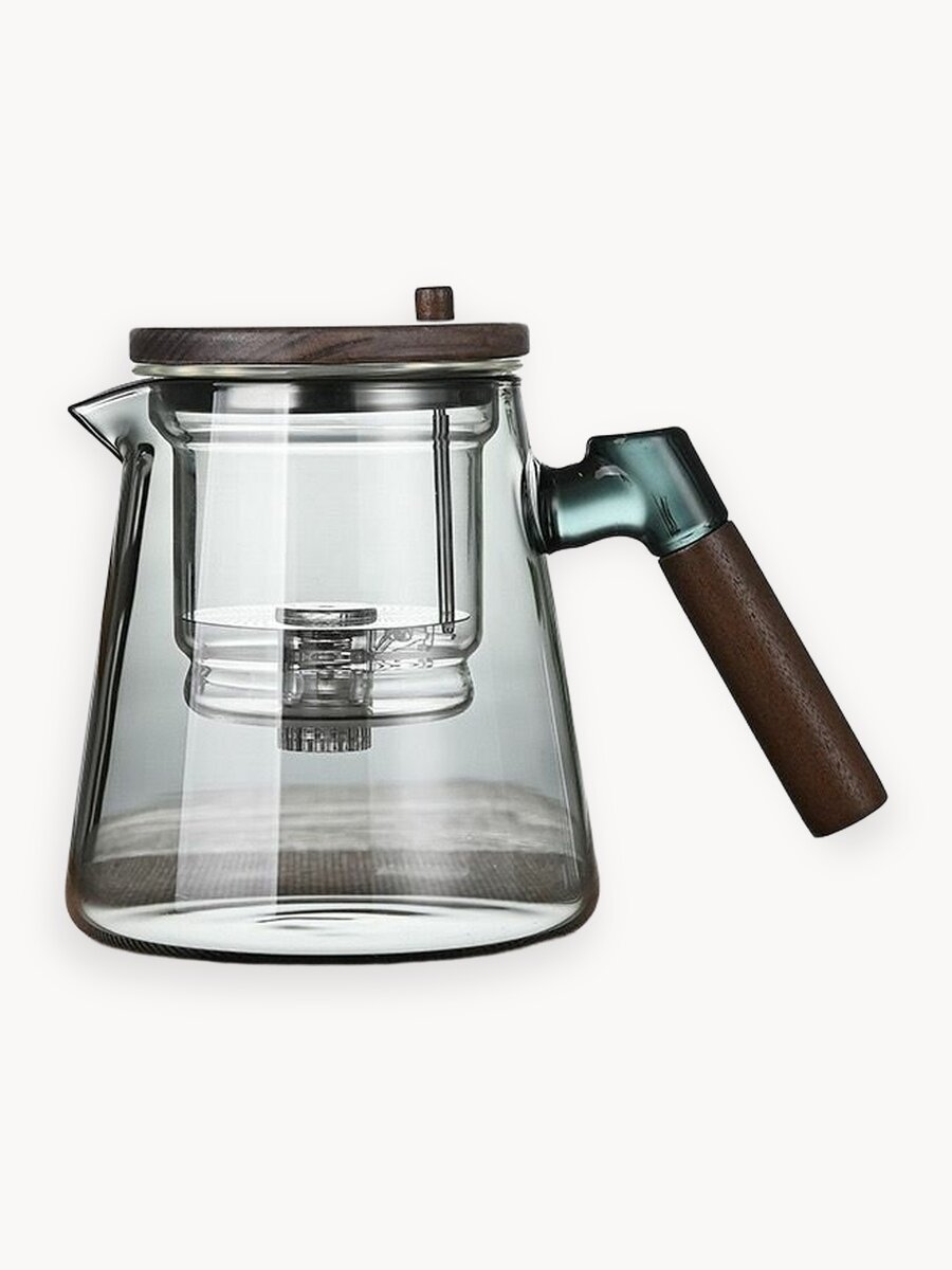 Чайник Гунфу, заварочный, магнитный, 750мл, прозрачный/серый