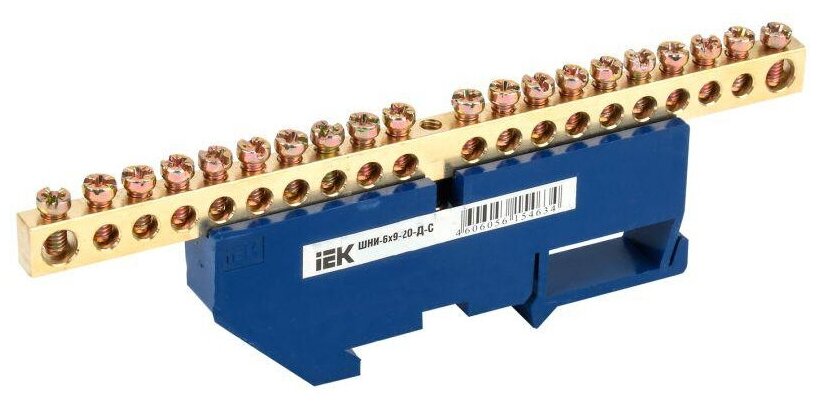 Шина нулевая на DIN-рейку ШНИ-6х9-20-Д-С IEK YNN10-69-20D-K07 (1 шт.)