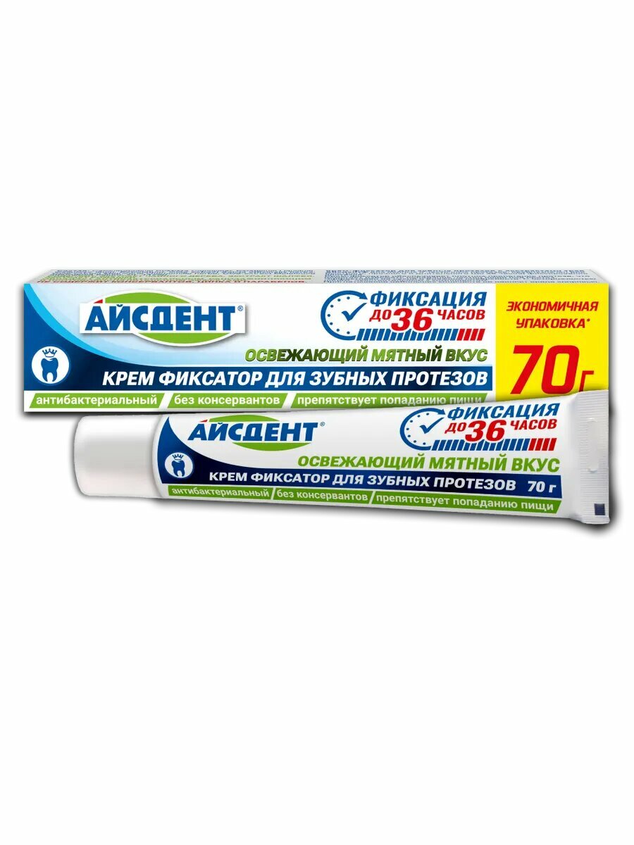 Айсдент крем-фиксатор для зубных протезов освежающий мятный