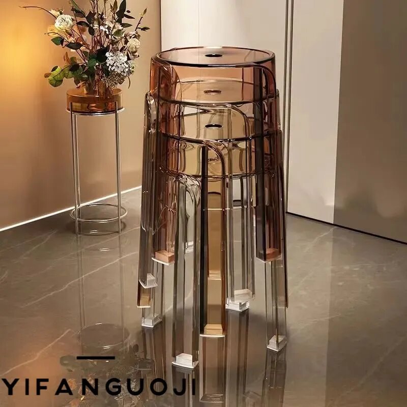 Табурет YIFANGUOJI розовый пластиковый для дома 2 шт. 33x46 см — фото 1