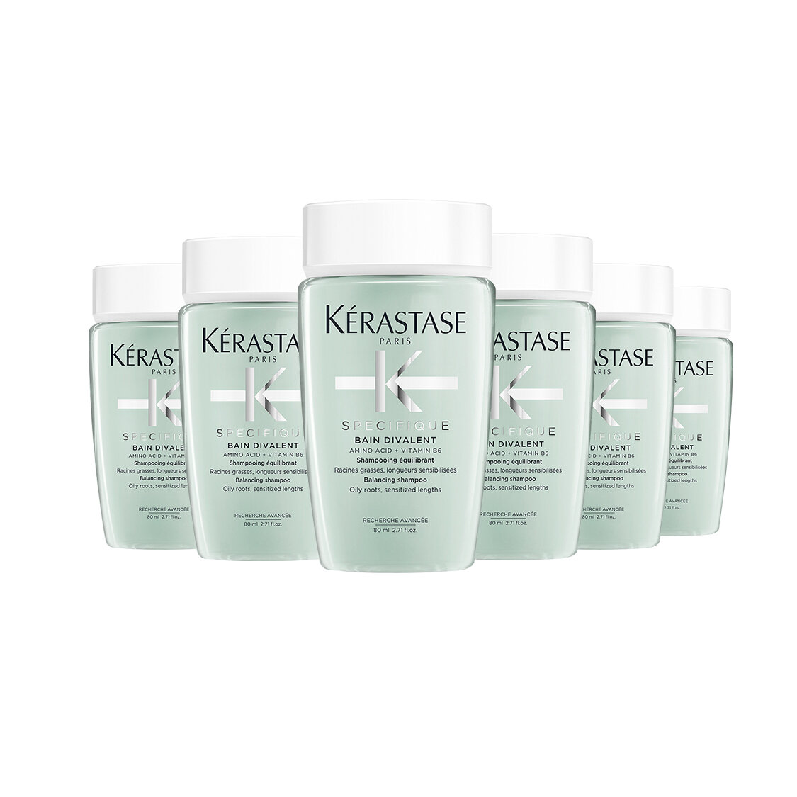 Шампунь женский KERASTASE Bain Divalent для жирных корней и сухих длины, 80 мл * 6