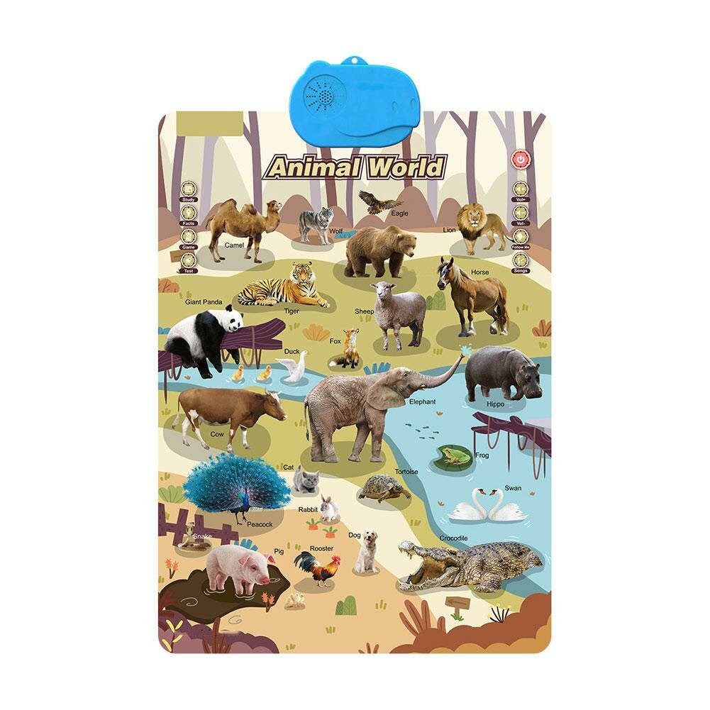 Электронная настенная таблица с алфавитом (английский и испанский языки), обучающий плакат с песнями, буквами, цифрами, названиями животных и фортепиано, двуязычные игрушки с интерактивными сенсорными кнопками.