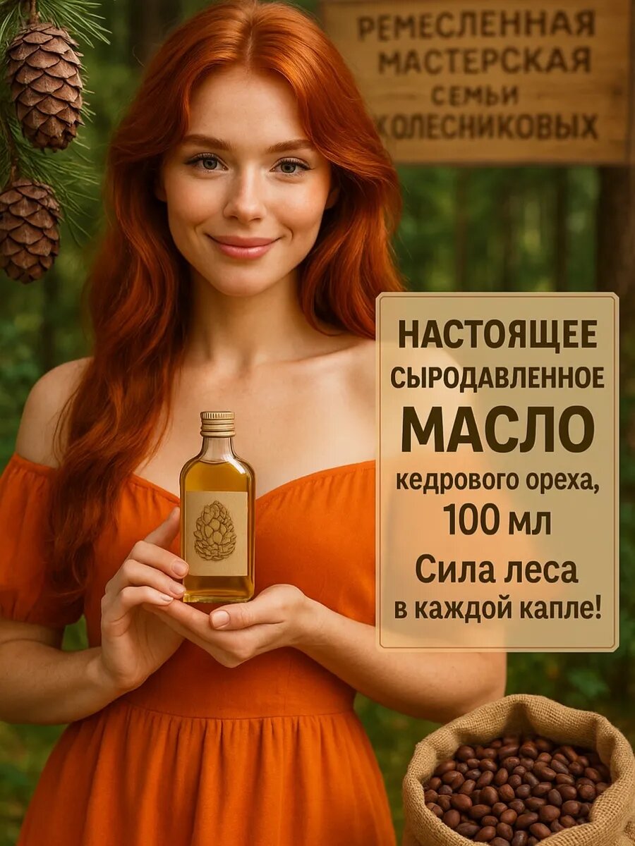 Сыродавленное масло из кедровых орехов - 100 мл.