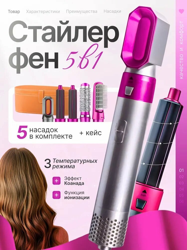 Фен для волос фен 1200 Вт, скоростей 3, кол-во насадок 1, оранжевый