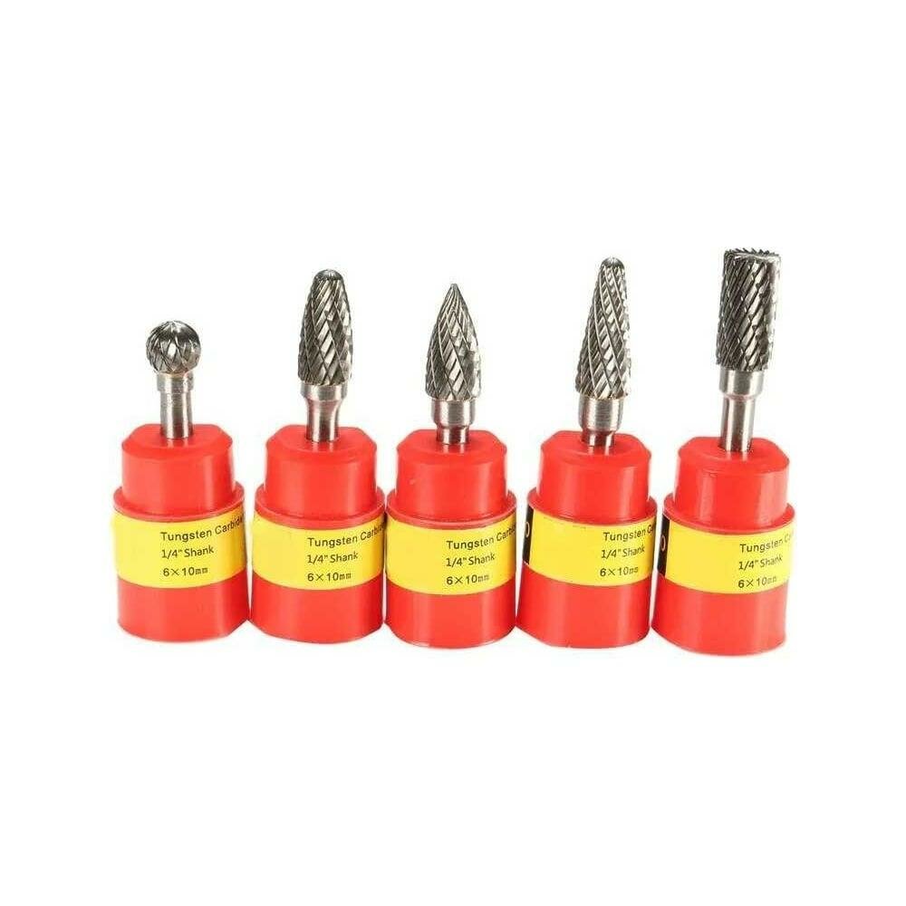 Бор-фрезы из карбида вольфрама 6 мм, 6x10 мм, 5 шт Genler 25011