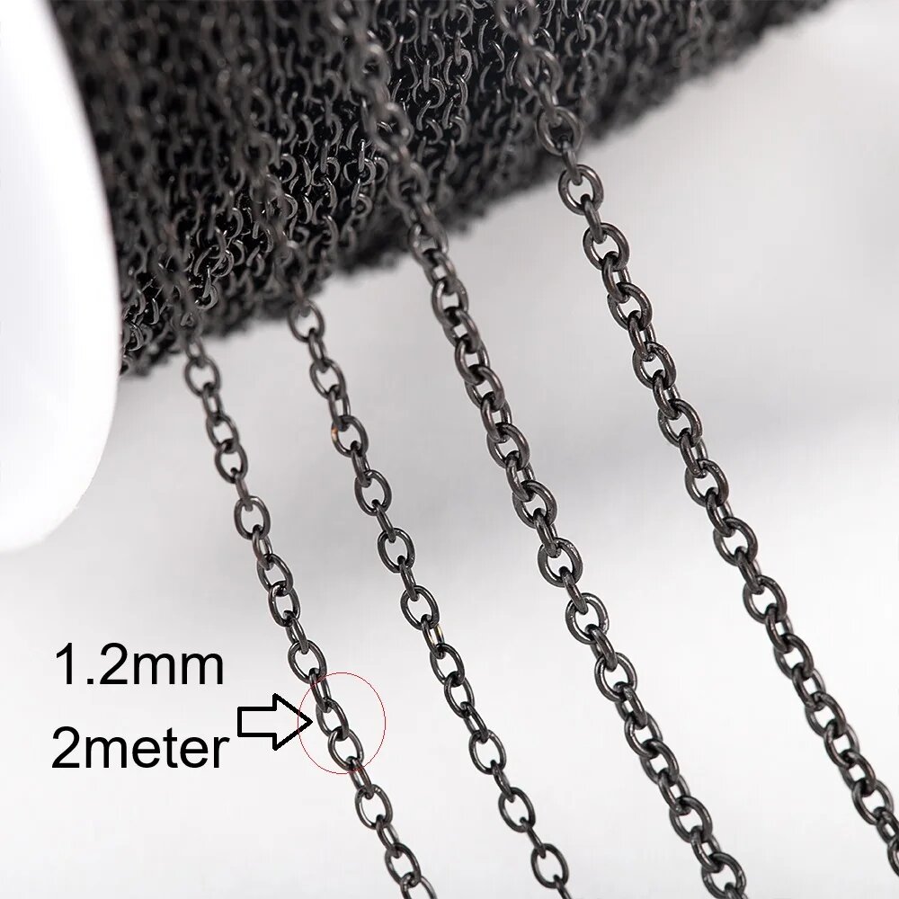MINGXUAN Черная цепочка из нержавеющей стали 1 метр для рукоделия 1.2mm 2meter