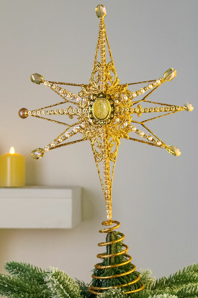 Ёлочная верхушка звезда мирэйл, золотая, 35 см, Goodwill MO92125